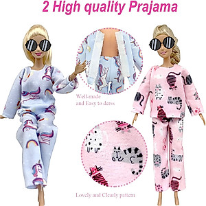 28 Pack Girl Dolls Clothes and Accessories, 2 Storytelling Pajamas, 3 Fashion Dresses, 3 Clothing Outfits, 10 Shoes, Travel Set for 11.5 inch Dolls, Mini School Supplies