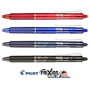 Pilot FriXion Clicker pen 1.0mm, Erasable Gel Pens, Bold Point, 6 pack (Black)