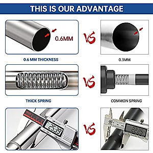 EBOATOP Brushed Nickel Shower Curtain Rod - Never Rust No Drill Non-Slip Spring Tension Shower Rod, 27-43 inches 304 Stainless Steel, Brushed Nickel