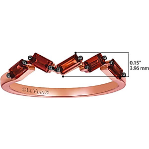 LE VIAN Baguette Cut Red Garnet Zig Zag Band Ring for Women in 14k Rose Gold Choice of Gem Promise Anniversary Ring Size 8