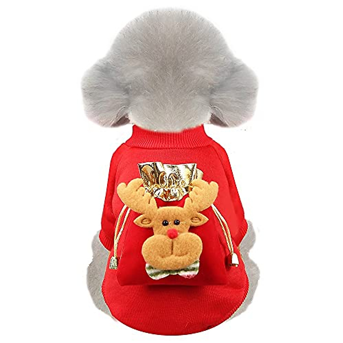 Christmas Sweater for Dogs Girl Warm Cat Decoration Striped Antlers Velvet Pet Dog Clothes Pet Medium-Sized Up Small Winter Dog Clothes Puppy Pet Cat Sweater Jacket Coat for Small Dogs