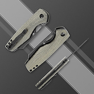 Kizer Sparrow Pocket Knife, 2.99 Inches 154CM Blade Green Micarta Handle EDC Folding Camping Knife, Small Hunting Survival Knife for Man Women, EDC Gentleman Knife, V3628C2