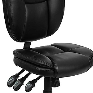 Flash Furniture Caroline Mid-Back Black LeatherSoft Multifunction Swivel Ergonomic Task Office Chair with Pillow Top Cushioning