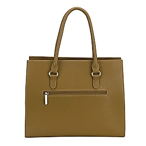 DAVID JONES Paris Women Fashion Chevron Design Satchel Handbag Work Travel Tote Bag with Crossbody (Khaki)