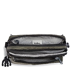 Kipling Women’s Abanu Crossbody Bag, Lightweight, Adjustable Nylon Waist Pack with Multi-Compartment Zip Pockets, Green Moss