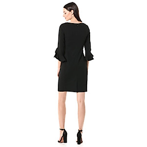 Karl Lagerfeld Paris Women's Tulip Sleeve Crepe Dress, Dark Black, 0