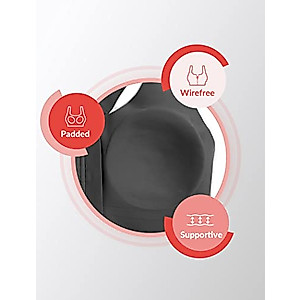 Yvette Seamless Post Surgery Sports Bra - Medium Support Zip Bra,Wireless Supportive,Comfortable，Grey, Medium