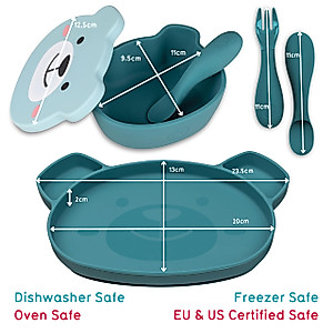TUM TUM Baby Dinner Set for Weaning, Includes Silicone Suction Plate & Bowl, Baby Cutlery, 6 Months Plus, Dishwasher Safe, BPA Free (Boris Bear)