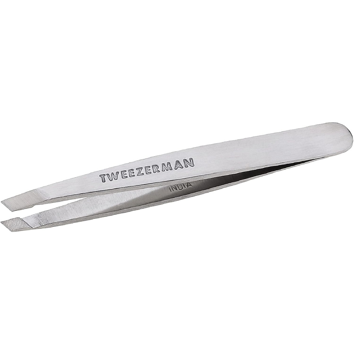 Tweezerman Mini Slant Tweezer - Tweezers for Eyebrows, Travel Tweezers for Eyebrows, Facial Hair, Ingrown Hair (Classic Stainless)