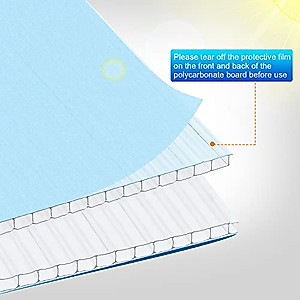 Kirumie 14 Pieces 4' x 2' x 0.16'' Polycarbonate Greenhouse Panels Twin-Wall Polycarbonate Panels Waterproof UV Protected Reinforced Clear Sheets, Panels use for Greenhouse, Outdoor, Plant Stand Roof