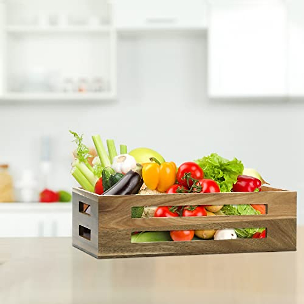 Reviaras Wooden Tissue Box Cover, Tissue Box Holder with Slide-Out Bottom, (Acacia) (Wood)