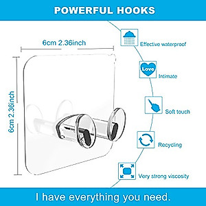Strong Adhesive Plug Hooks Without Nails Multi Purpose Transparent Plastic Hooks Waterproof and Oilproof for Kitchen, Bathroom, Office, Phone, Towel, Robe, etc. Best for Smooth Surface (12 pcs)
