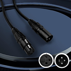 DMX Cable 25 ft, 2 Pack Flexible 3 Pin Signal XLR Male to Female DMX Cable Wire,Suitable for Stage Lighting Signal XLR Connection Stage Light Cables for Par Light Input & Output