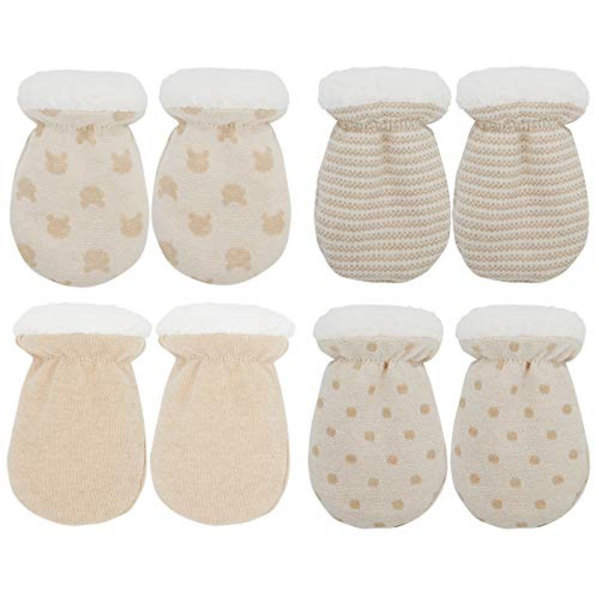 Newborn Mitten Gloves No Scratch Mittens Winter Warm Cotton Glove for Baby Boys Girls 0-12 Months Color Set 6