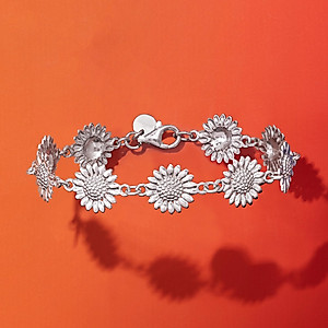 Ross-Simons Italian Sterling Silver Sunflower Bracelet. 7 inches