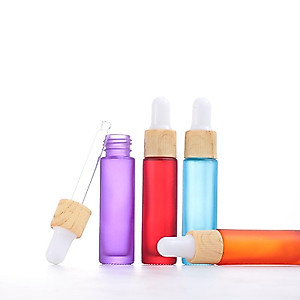 YORROR 10 Pack 10ml Frosted Thick Glass Essential Oil Dropper Bottle,Empty Refillable Dropper Bottle With Glass Eye Dropper for Massage Oils,Aromatherapy,Perfume,Cosmetic Liquid(Pink)