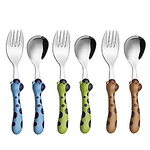 ANNOVA Children's Flatware 6 Pieces Kids Silverware - Stainless Steel Cutlery - 3 x Safe Forks, 3 x Dinner Spoons - Safe Toddler Utensils Without Knives for Lunch Box BPA Free - 2021 New Packaging