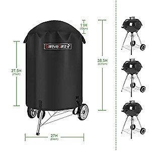BBQ Grill Cover, 22 Inch Charcoal Kettle Grill Cover, Heavy Duty Waterproof & Dustproof Oxford Fabric Round Barbecue Grill Cover with Handle & Hook&Loop, for Weber, Char-Broil and More Grills