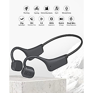 Guudsoud Bone Conduction Headphones,Open Ear Headphones Wireless Bluetooth 5.2 with Mic,Waterproof Sweatproof Sport Earphones