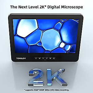 TOMLOV DM601 HDMI Digital Microscope for Adults, 3 Lens Soldering Microscope, Coin Microscope Full View, Upgraded 7" IPS Premium Screen, 2K Video Microscope Camera, Biological Microscope Kit, 64GB SD