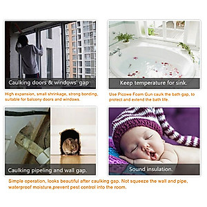 Foam Gun, Picowe Foaming Gun Pu Expanding Caulking Gun Metal Body Pro Heavy Duty PU Spray Foam Gun Grade Expanding Spray Application Applicator