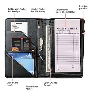 Custom Personalized Photo Picture & Text Server Books for Waiter, Cute Leather Server Pads with Zipper Pocket, Add Pictures Text Logo or Art Design and Make Your Own Customized Waitstaff Organizer