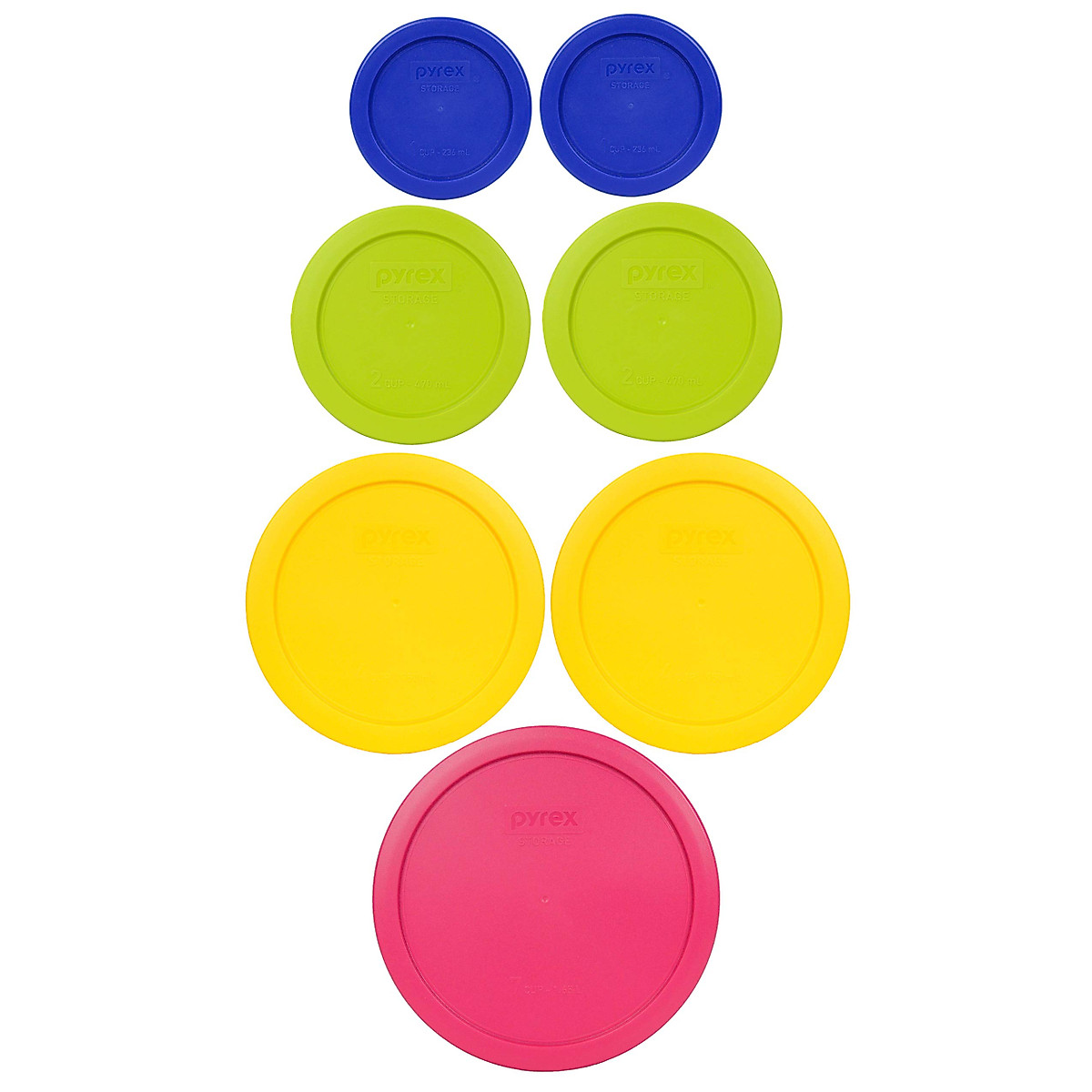 Pyrex Food Storage Plastic Replacement Lid Set (Cobalt Blue, Green Edamame, Yellow, Pink)