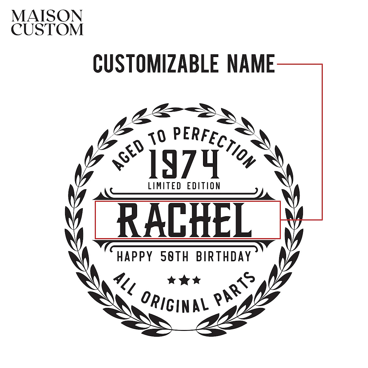 50th Birthday Gifts for Women - Personalized Wine Glass - Funny Novelty 50 Year Old Woman Gift Ideas - 50th Decorations for Her, Wife, Friend - Unique 50th Birthday Present for Her 1974 Gift