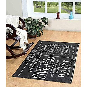 Chesapeake Paris Printed Cotton House Rules Typography Accent Rug (24''x36'')