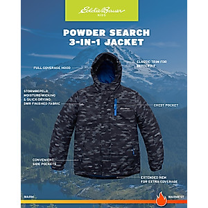 Eddie Bauer Kids Ski Jacket - Waterproof 3 in 1 Insulated Coat with Removable Shell Jacket for Boys and Girls (3-16), Size 14, Black Galaxy