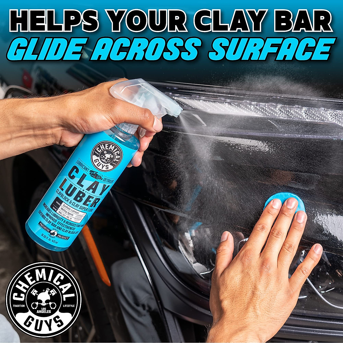 Chemical Guys CLY_109 Light Duty Clay Bar and Luber Synthetic Lubricant Kit (16 oz) (2 Items) , Blue