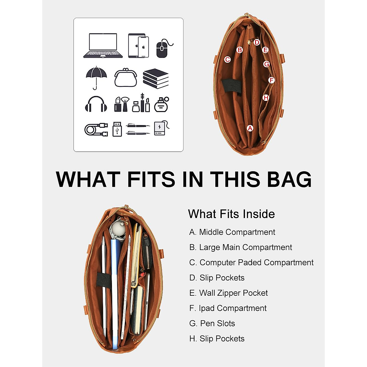 Laptop bag for women 15.6 Inch work bags for women Business Office Computer Bag work bag work tote bags for women Brown