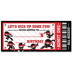 VAHATAN Ninja Birthday Party Invitations 20 Pack Ninja Ticket Invitations with Envelopes Invites Cards for Birthday Party
