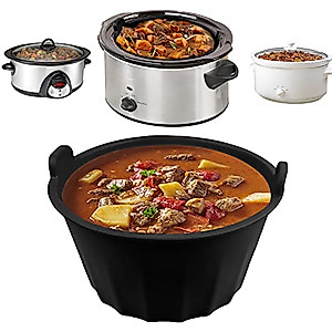 Kilrygh 4 QT Slow Cooker Liners, Silicone Crock Pot Liners fit Crock-Pot 4 Quart Oval Slow Cooker, Reusable Leakproof Silicone Crockpot Liner, Dishwasher Cleanable Crockpot Liner