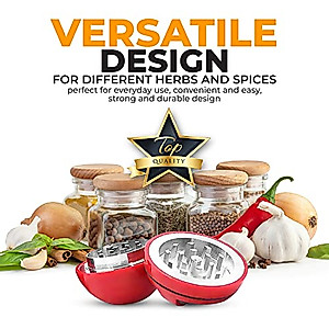 Spice and Herb Grinder, 3 Piece Manual Grinder for Herbs and Spices, Non Slip Handheld Spice Grinder, Compact and Portable, Easy Clean and No Clogging, Round