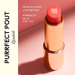 Winky Lux Purrfect Pout Lipstick, Semi Sheer Creamy Lipstick With Jojoba Oil and Vitamin E, Subtle Pink Natural Lipstick, Purrincess