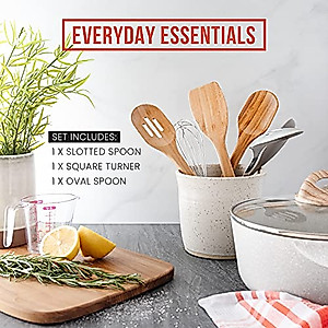 Chef Pomodoro Wooden Cooking Utensils 3-Piece Set, Bamboo | Large 12.5-Inch, Wooden Spatula for Cooking, Kitchen Utensil Set | Wooden Kitchen Frying Set,