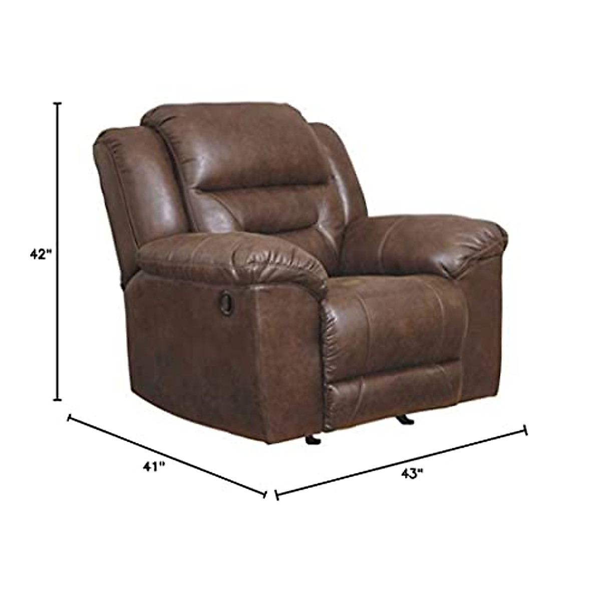 Signature Design by Ashley Stoneland Faux Leather Manual Pull Tab Rocker Recliner, Dark Brown