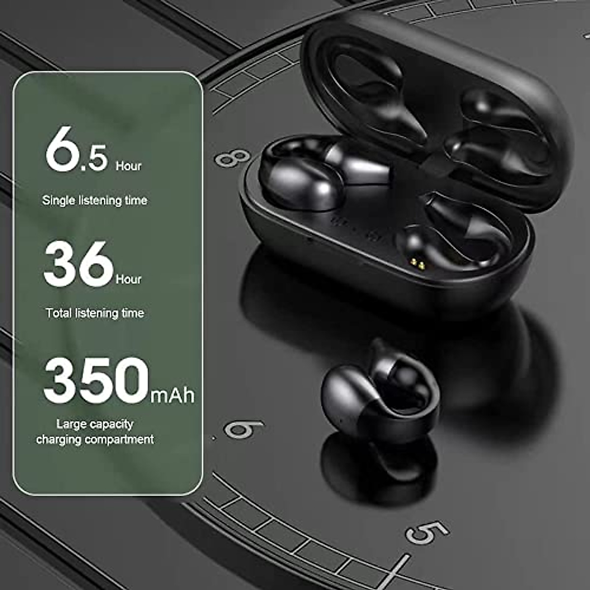 Ear-Clip Bone Conduction Headphones Bluetooth 5.3, Painless Wireless Open Ear Clip on Headphone,Waterproof Mini Sport Running Earring Earphone, Noise Cancelling HiFi Quality Long Battery Life ( Color