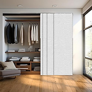 CHICOLOGY Embossed Textured Weave Fabric, Sliding Door Blinds , Room Divider ,Vertical Blinds for Patio Doors , Sliding Glass Door Blinds, Chalk White, W:46-86 x H: Up to-96 inches