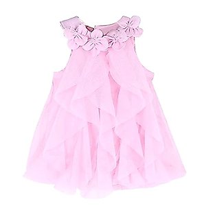 WZSYGDTC 0-24 Months Baby Party Dress Infant Girls One-Piece Romper Jumpsuit (Pink, 12-18 Months)