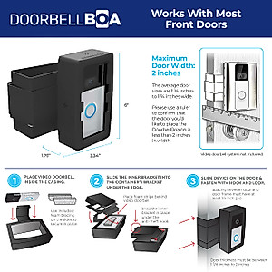 DoorbellBoa Anti-Theft Video Doorbell Door Mount, No Tools or Installation, Mounts Securely in Seconds, Compatible with Ring & Other Video Doorbells (Black)