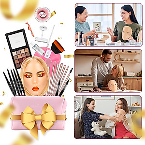 Glinexa 3D 5D Makeup Practice Kit, Reusable Silicone Makeup Mannequin Face for Students and Beginners, Comes With Brushes Set & Dual Head Eyebrow Pencils & Eyeliners & Eyelash Pair