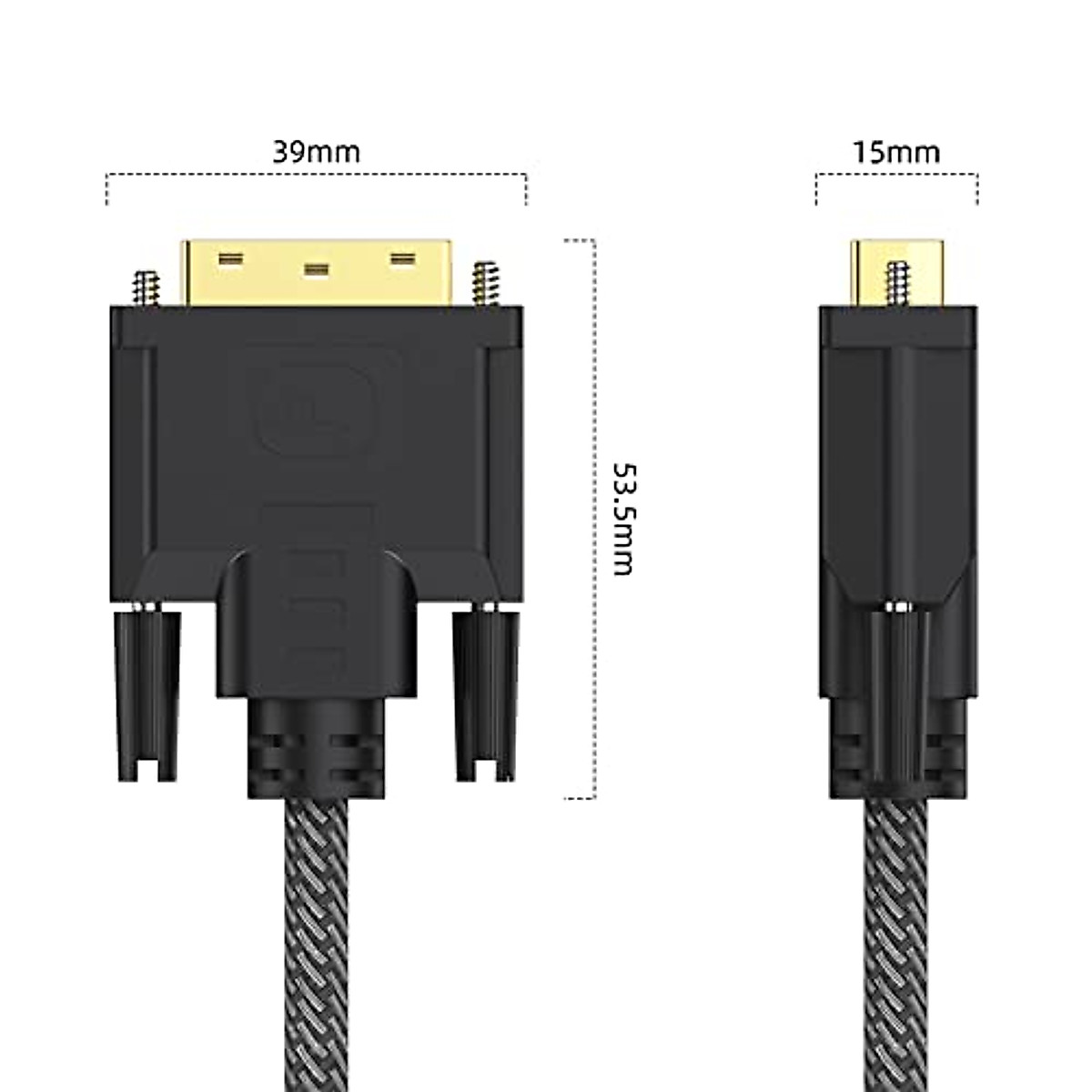 UOOI DVI Cable 10FT, DVI-D to DVI-D (24+1)– M/M Double Shielding Digital Cord with Two Ferrite Core and PET Braided for Gaming, DVD, Laptop, HDTV and Projector - Gold Plated