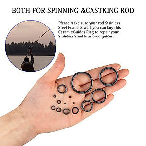 Fishing Rod Guides Repair Kit 15 Sizes Stainless Steel Ceramic Fishing Rod Guides Fishing Rod Eyelet Repair Kit with Stainless Steel Tweezer for Fishing(30 Pieces)