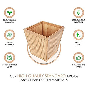 ToiletTree Products 100% Bamboo Wooden Wastebasket Trash Can