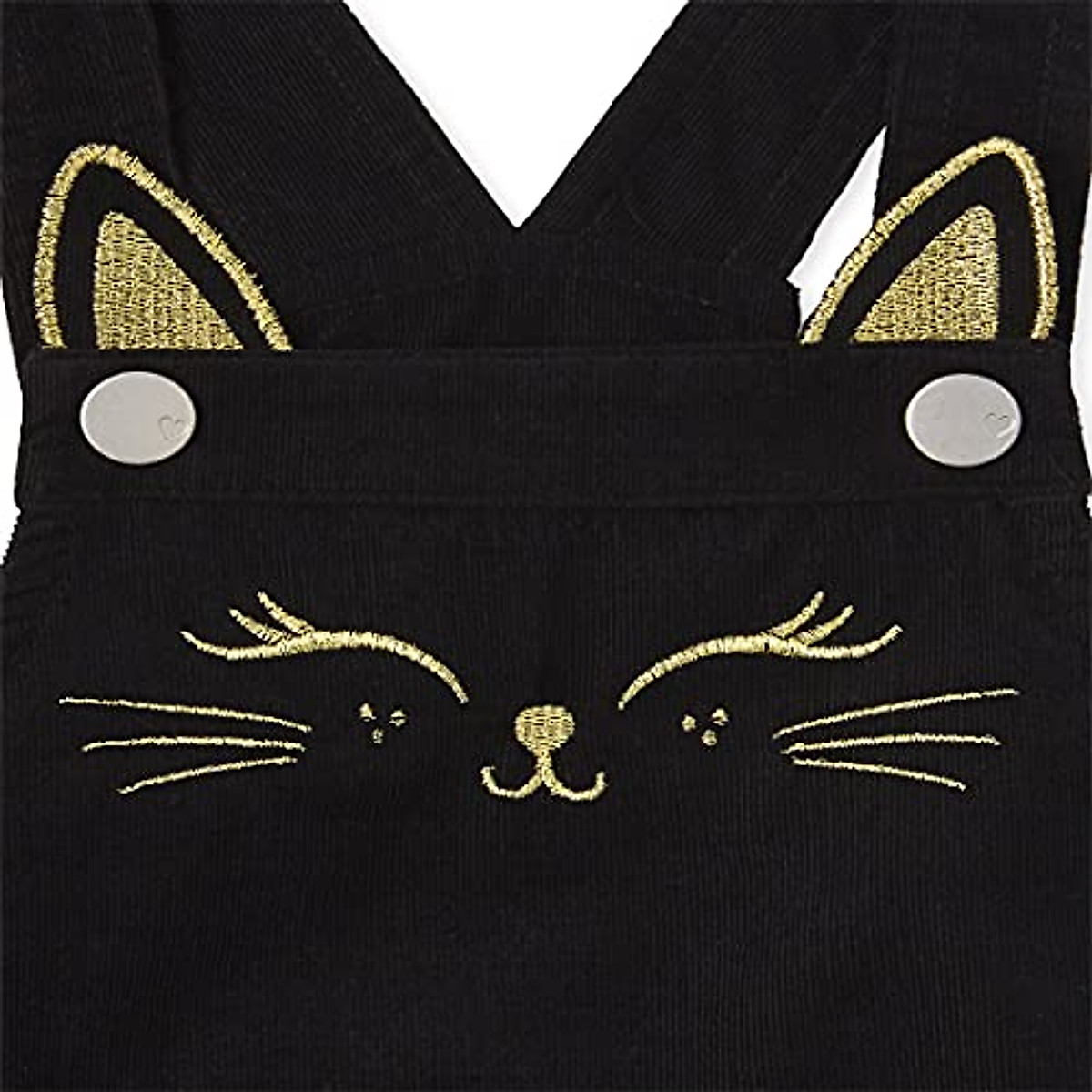 The Children's Place Baby Girls and Toddler Sleeveless Cat Corduroy Skirtall Dot Print Top 2-Piece Set Pants, Black/White Cat, 12-18 Months US