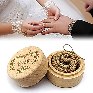 ZZYINH AN207 Personalized Engraving Rustic Wedding Wooden Ring Box Jewelry Trinket Storage Containers Custom Happily Ever After Rings Bearer Small Jewelry
