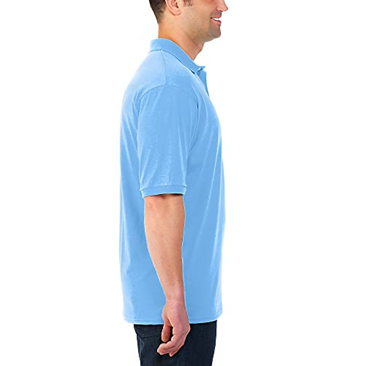 Jerzees Men's SpotShield Stain Resistant Polo Shirts (Short & Long, Short Sleeve-Light Blue, Large