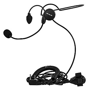 Retevis Behind-The-Head Walkie Talkie Earpiece with Boom Mic 2 Pin, Compatible RT22 RT21 H-777 RT68 RT19 pxton Arcshell Walkie Talkies, Two Way Radio Headset with Finger PTT(1 Pack)
